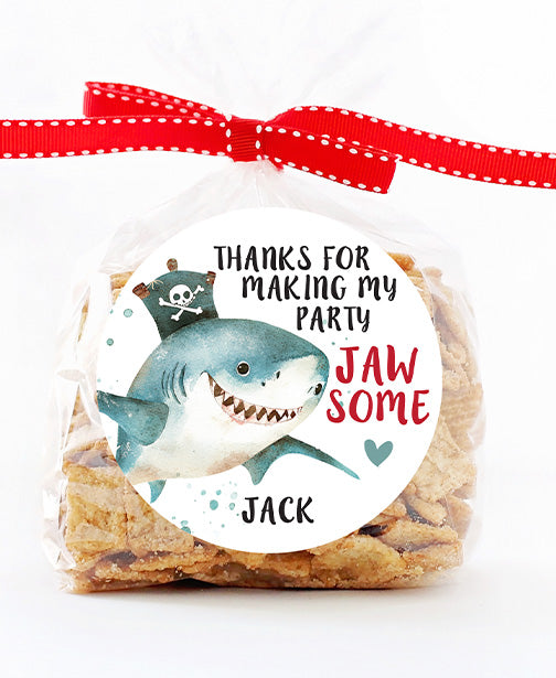 Jawsome Shark Birthday Party Stickers — Pig Party Prints