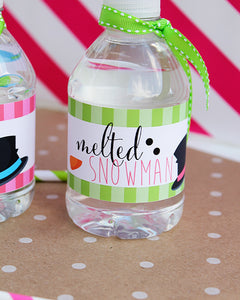 Melted Snowman Party Printable Water Bottle Label — Pig Party Prints
