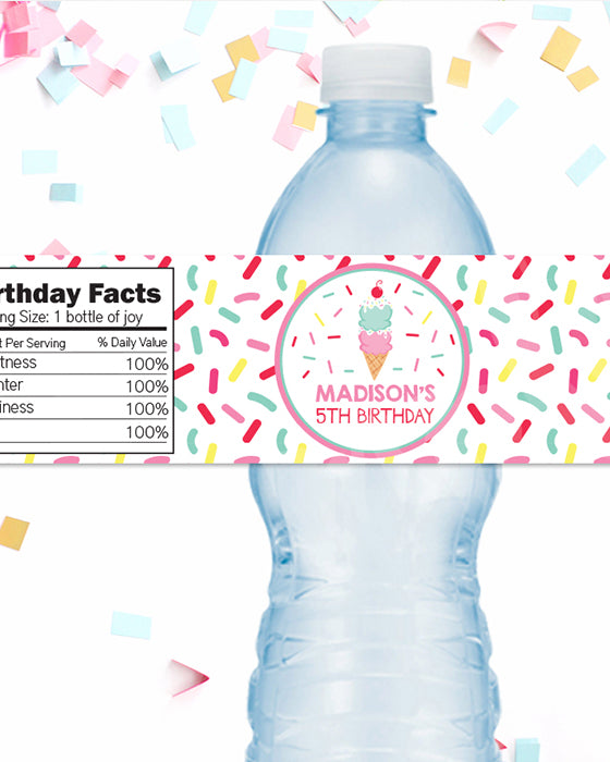 Ice Cream Party Water Bottle Labels — Pig Party Prints