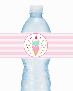 Ice Cream Party Printable Water Bottle Label — Pig Party Prints