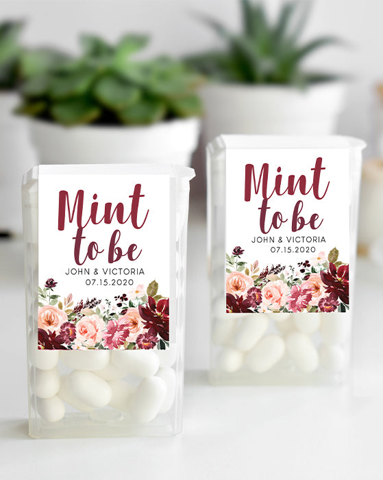 Burgundy Floral Wedding Mint Labels — Pig Party Prints