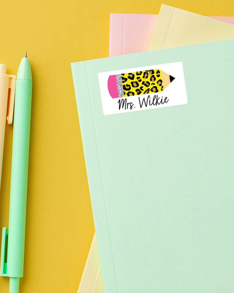 Teacher Labels - Leopard Print Pencil — Pig Party Prints